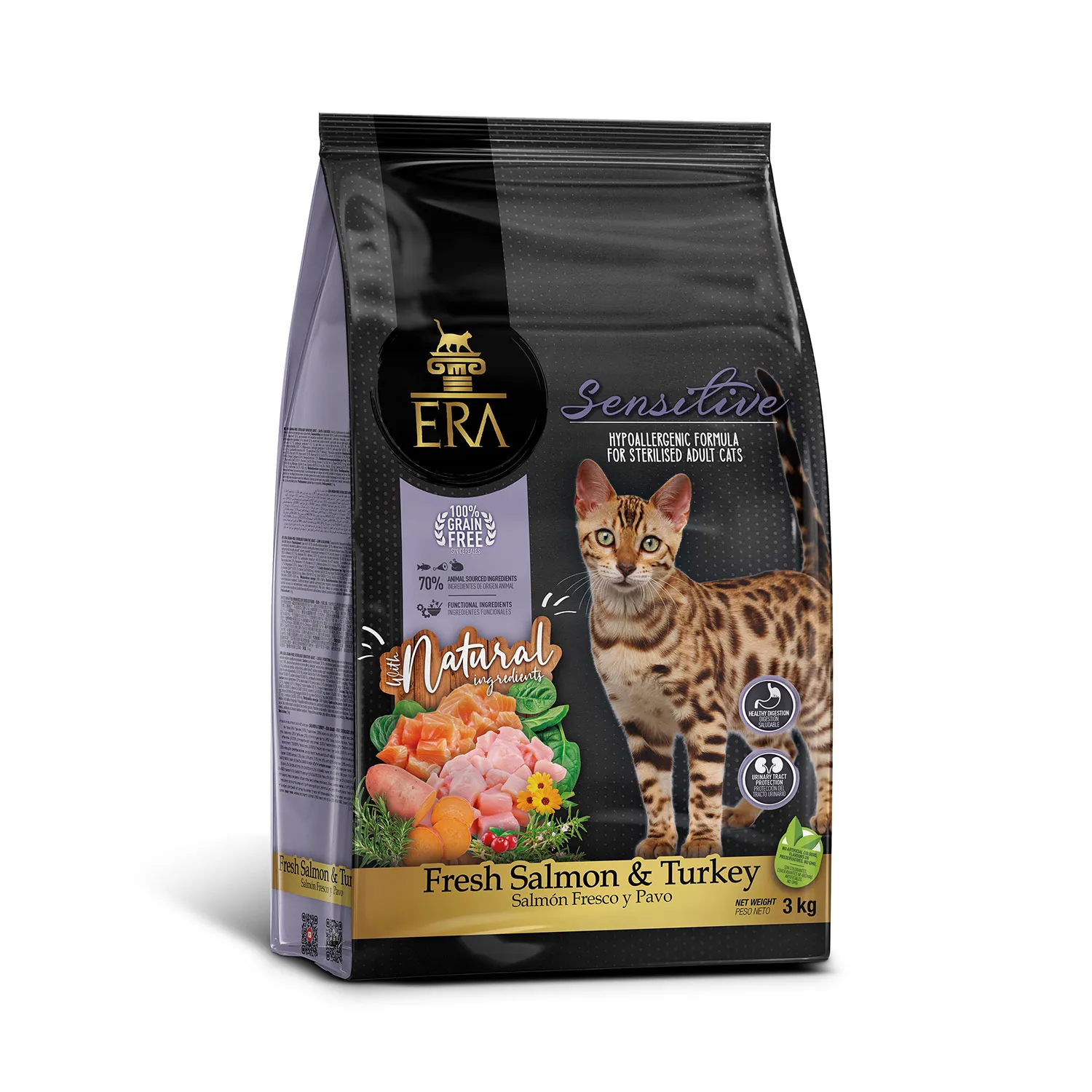 ERA Grain-Free Cat Food for Sensitive Adult Cats with Salmon and Turkey ...